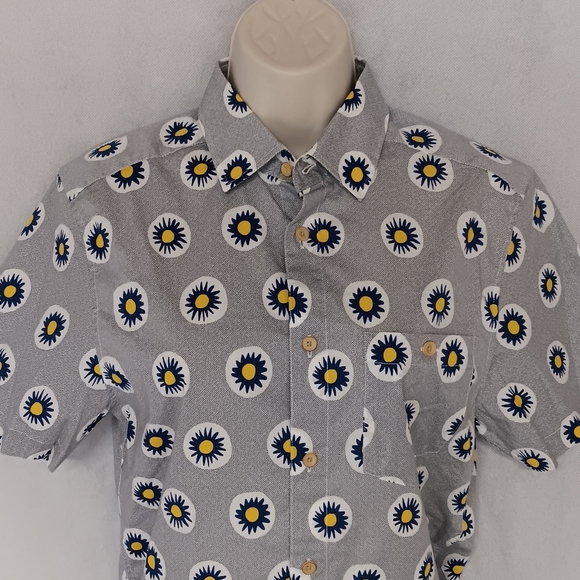 Ted Baker | Tops | Ted Baker Button Front Shirt Gray Blue Flowers ...
